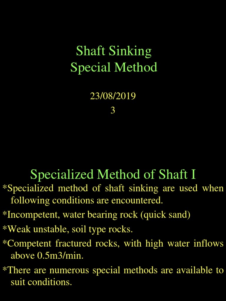 Shaft Sinking Special Method | PDF | Deep Foundation | Concrete