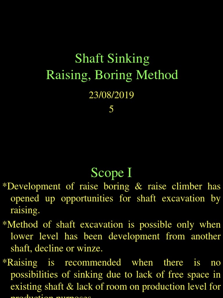 Shaft Sinking Raising Boring Method | PDF | Drilling | Drill