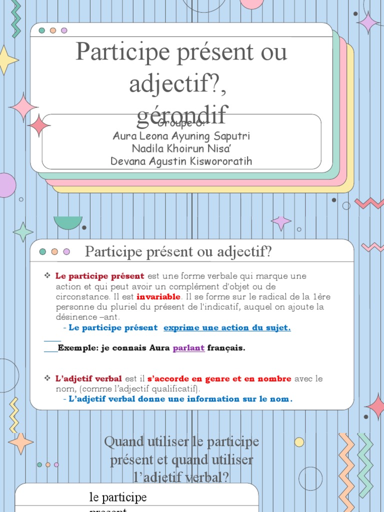 Participe Présent, Adjectif Verbal et Gérondif | PDF | Verbe | Linguistique
