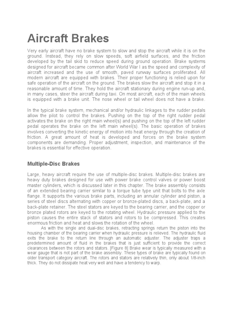 Aircraft Brake Systems Overview | PDF | Brake | Aircraft Flight Control ...