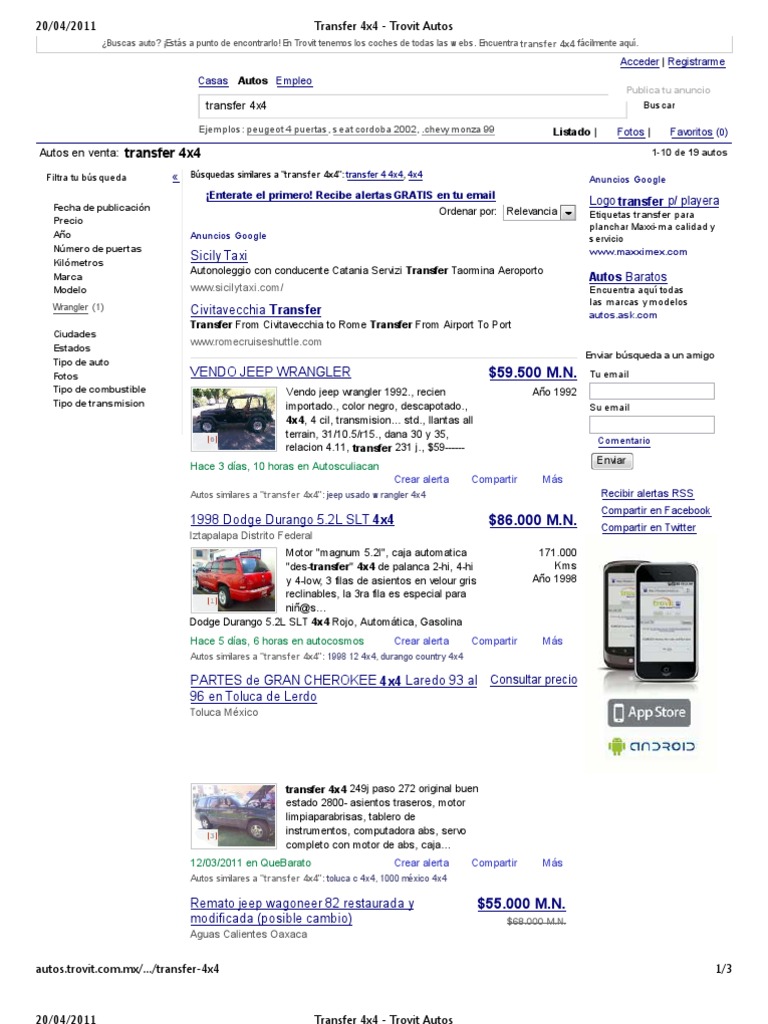 Transfer 4x4 - Trovit Autos | PDF | Tracción en las cuatro ruedas ...