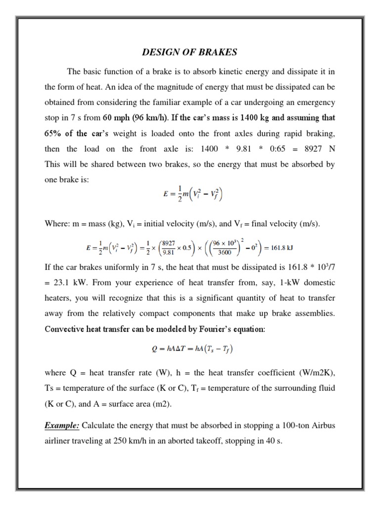 Brake Design for Engineers | PDF | Brake | Heat Transfer