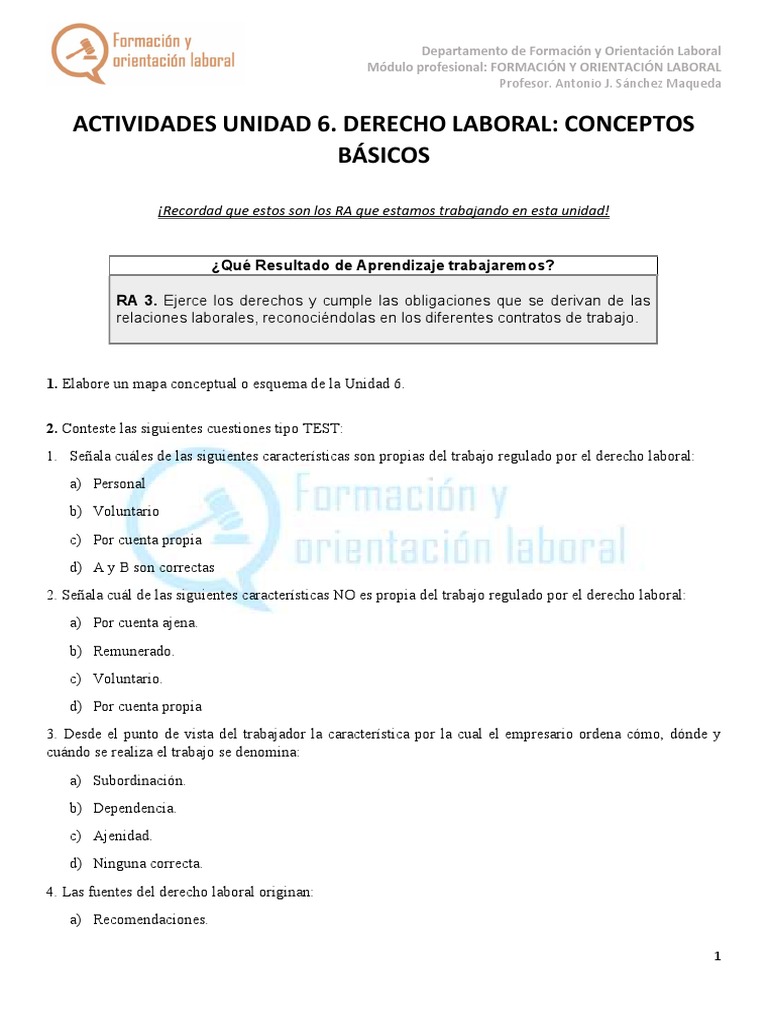 Conceptos básicos del derecho laboral | PDF | Derecho laboral | Justicia