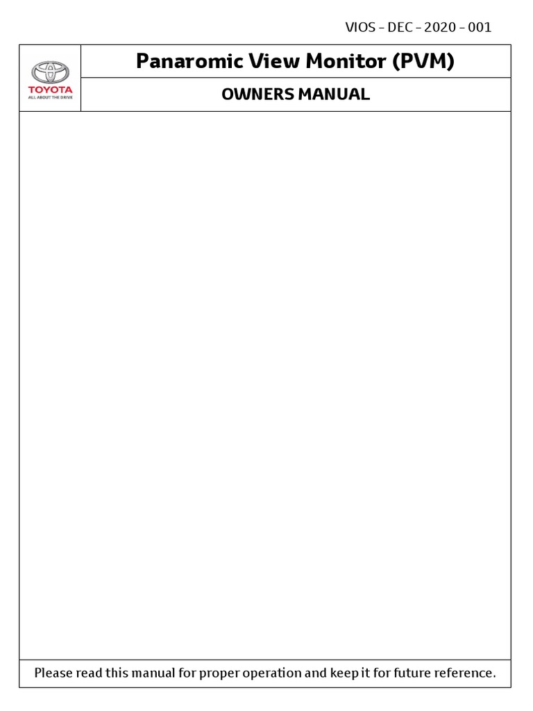 Panaromic View Monitor (PVM) Vios | PDF | Camera | Mirror