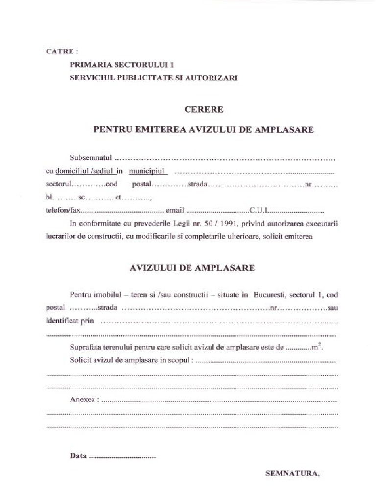 Aviz Amplasare | PDF
