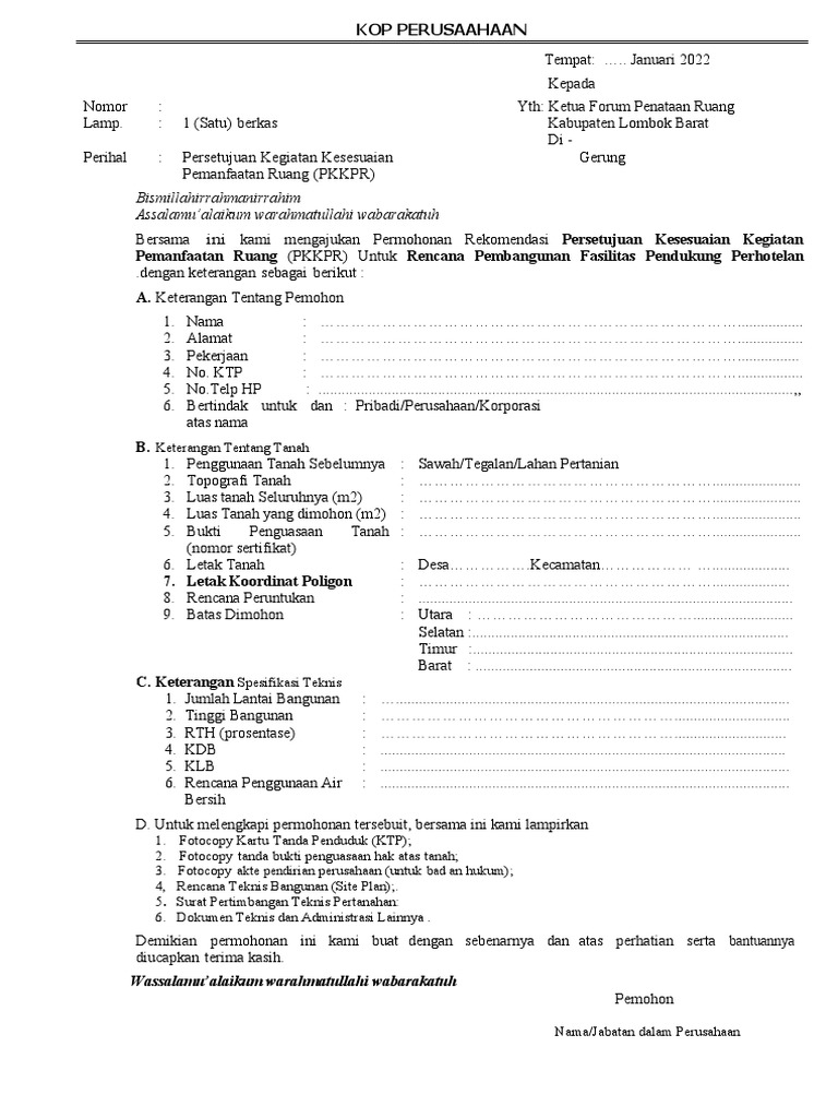 Formulir Permohonan FPR | PDF