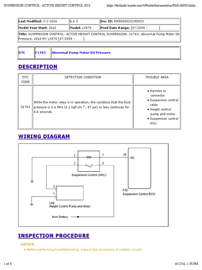 SUSPENSION CONTROL - ACTIVE HEIGHT CONTROL SUSPENSION - C1763 Abnormal ...