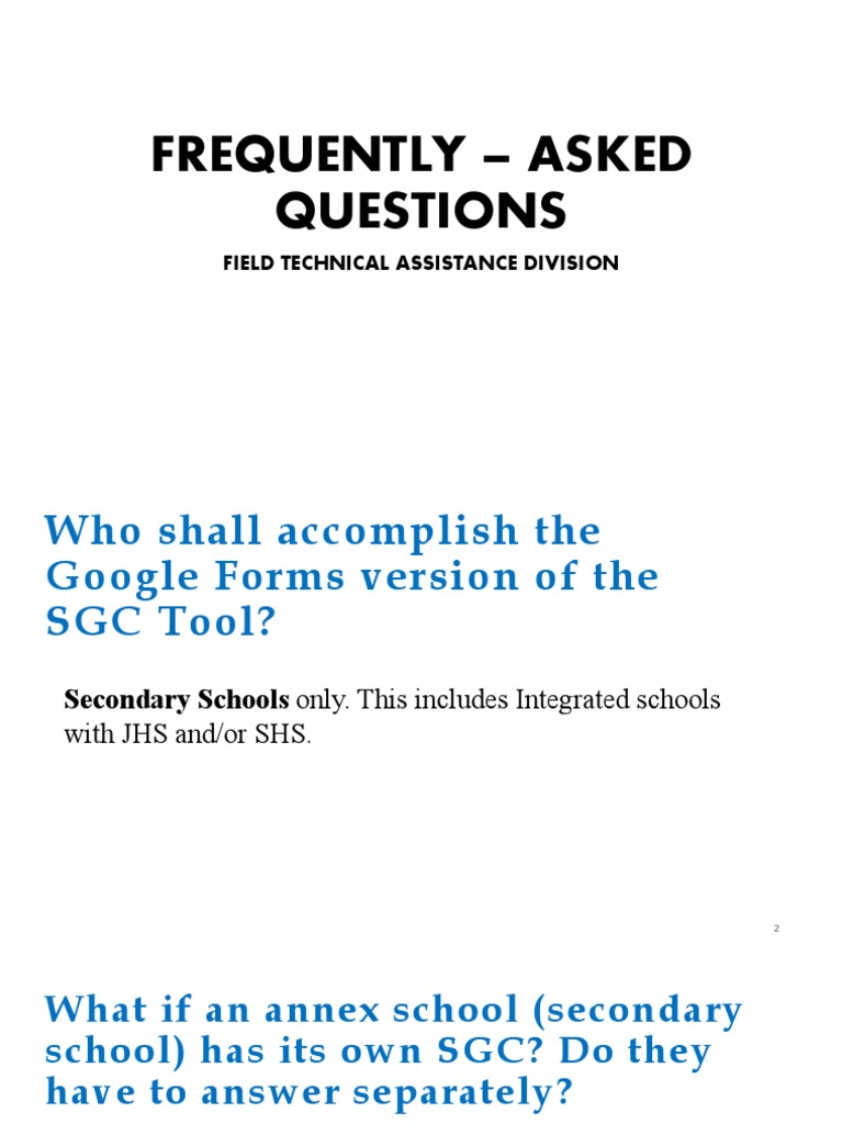 Frequently Asked Questions SGC Functionality Assessment Tool | PDF ...