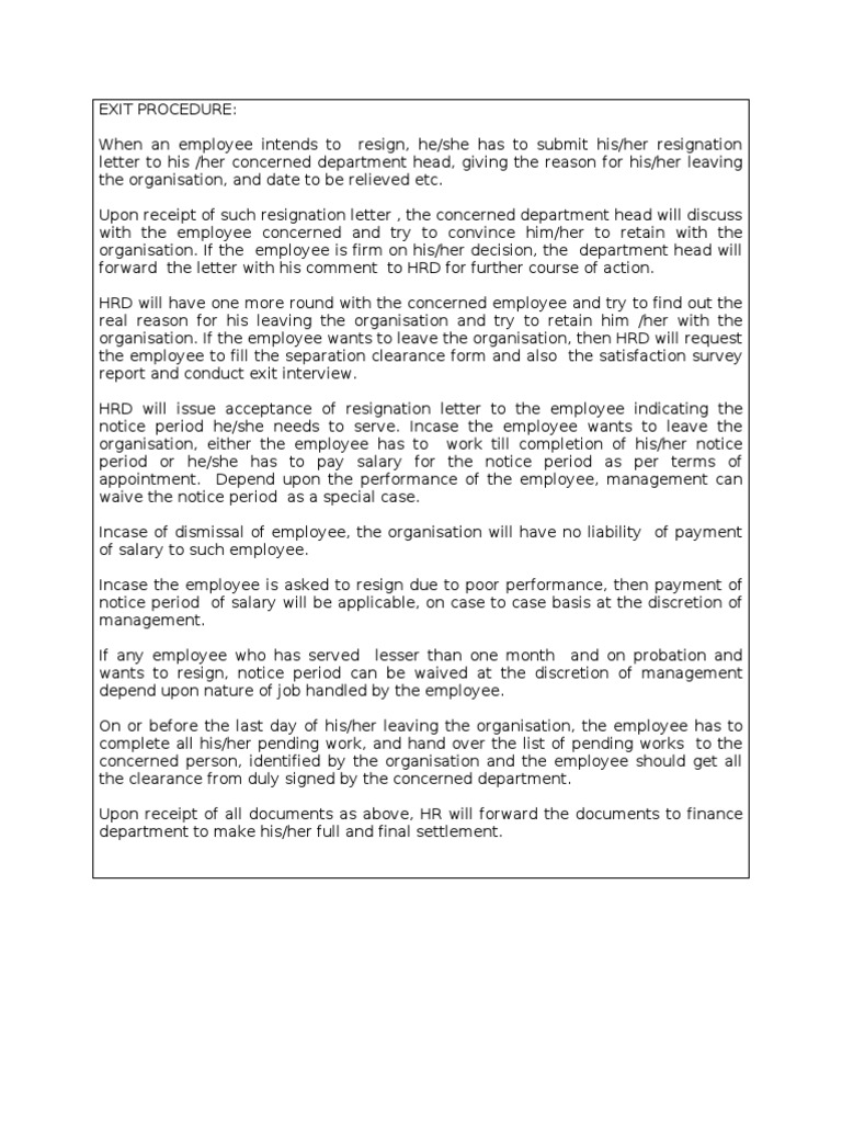 HR Exit Procedure | PDF | Taxes | Trust Law