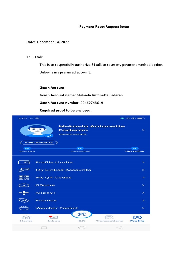 Payment Reset Request Letter | PDF