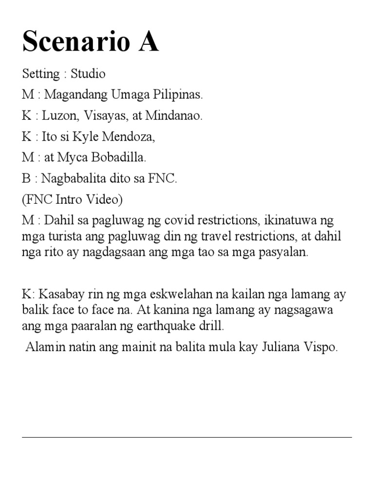 Newscasting Script | PDF