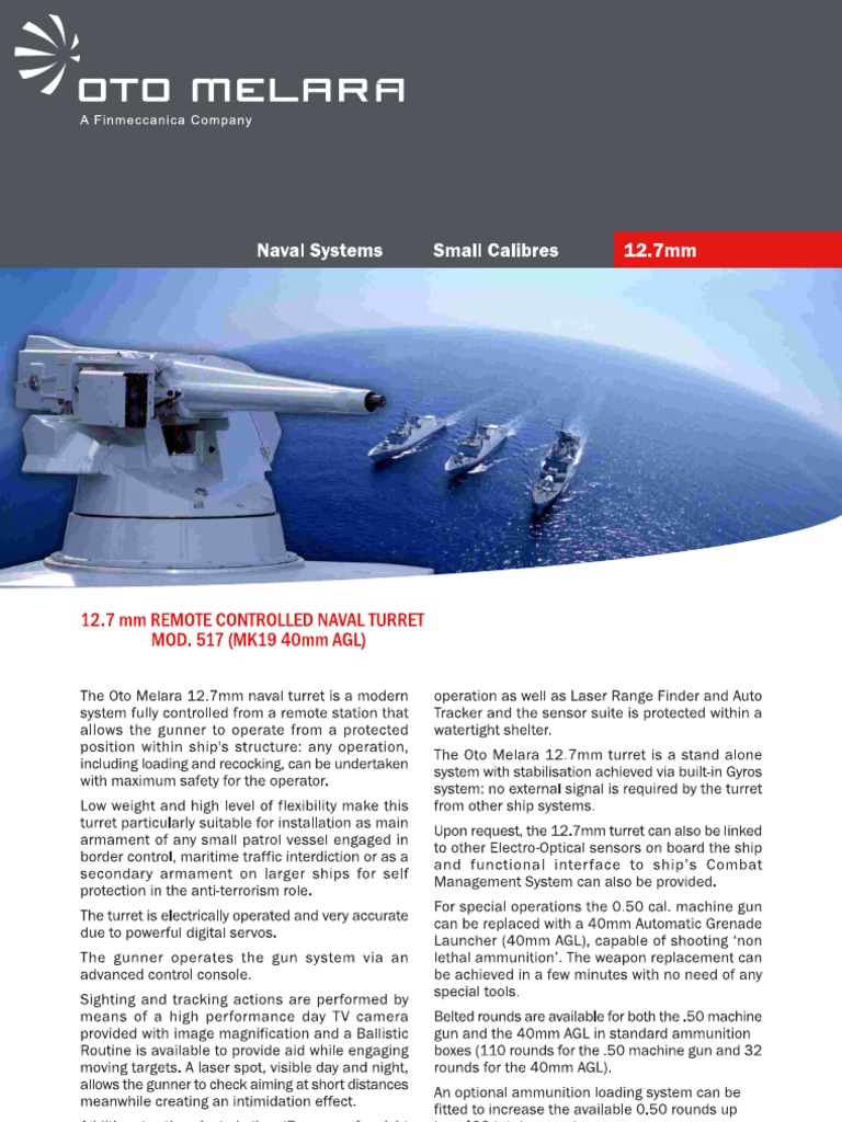 12.7 MM Remote Controlled Naval Turret Mod. 517 (MK 19 40mm AGL) | PDF