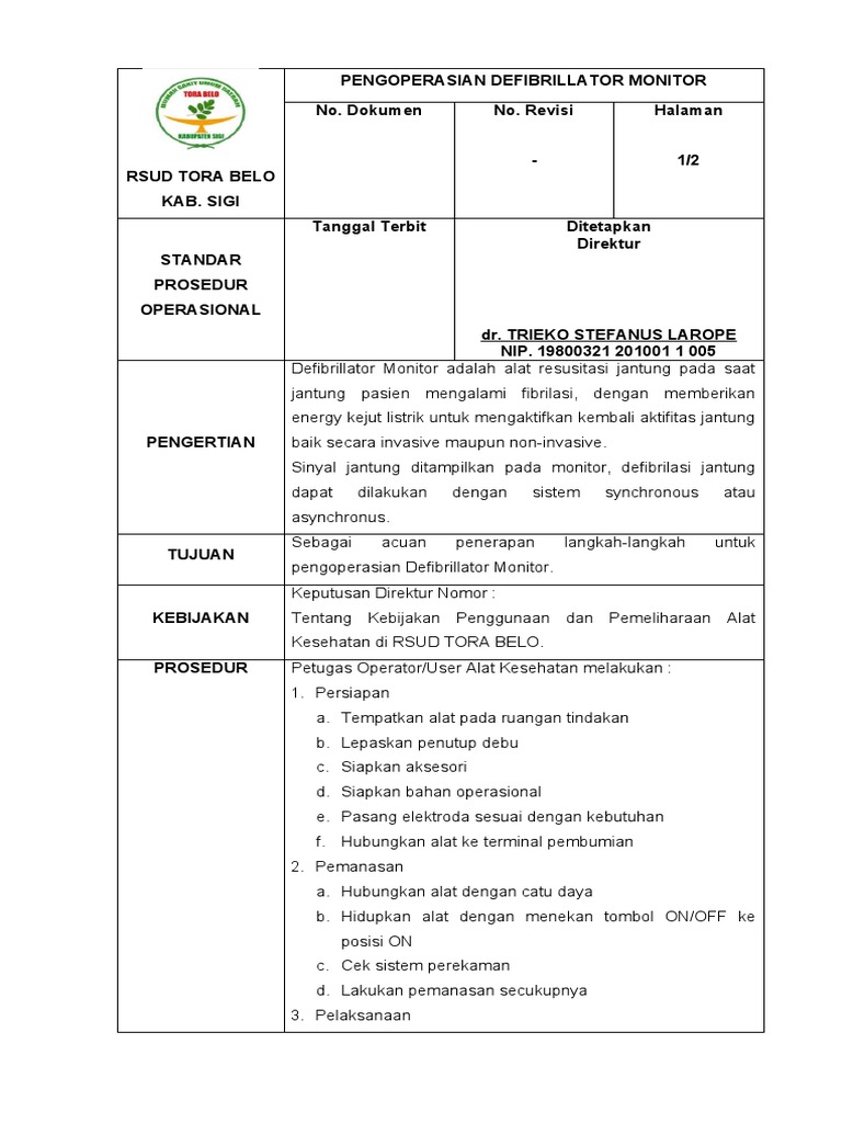 Pengoperasian Defibrillator Monitor | PDF | Griya & Taman | Sains & Matematika