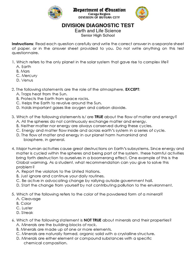Earth Lifescience Diagnostic | PDF | Magma | Rock (Geology)