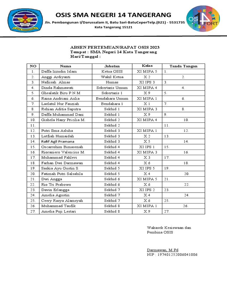 Absen Panitia Class Meeting 2022-1 | PDF