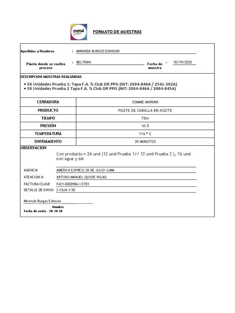 Formato para Solicitar Muestras | PDF | Química
