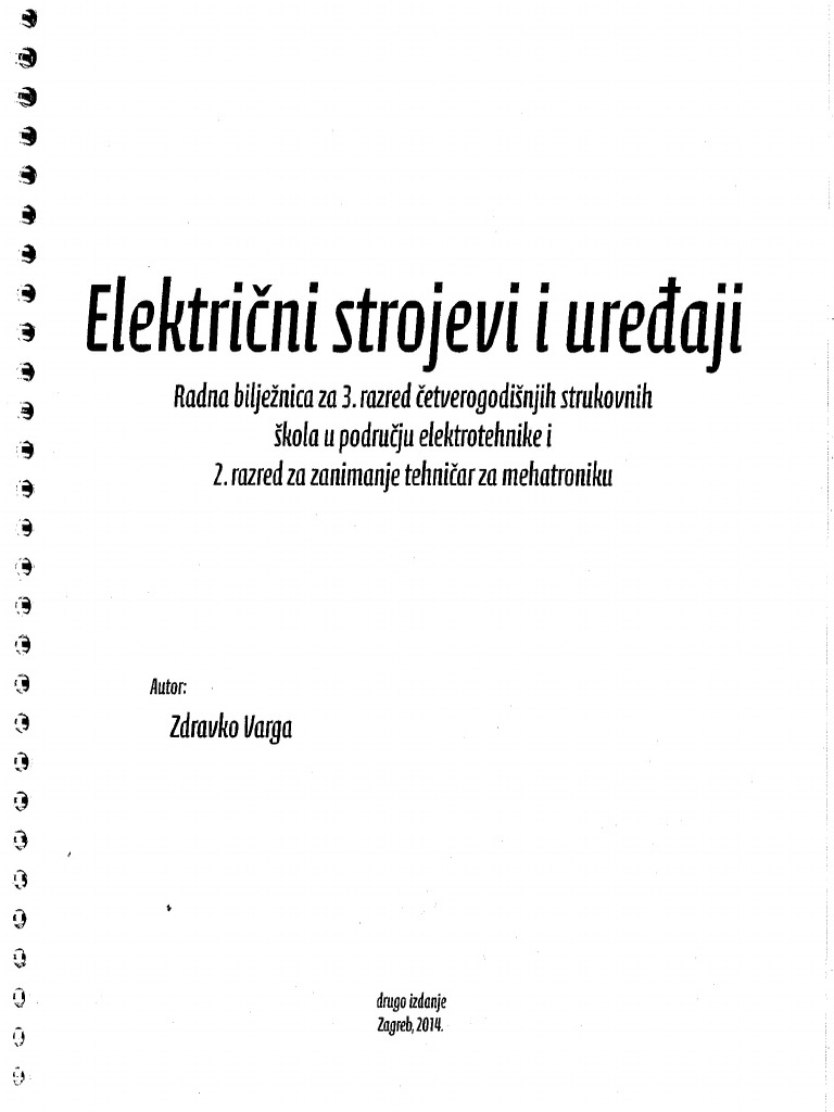 Električni Strojevi I Uređaji, RB, Za 3.raz Četverogodišnjih Strukovnih Škola-Varga, 2014 | PDF
