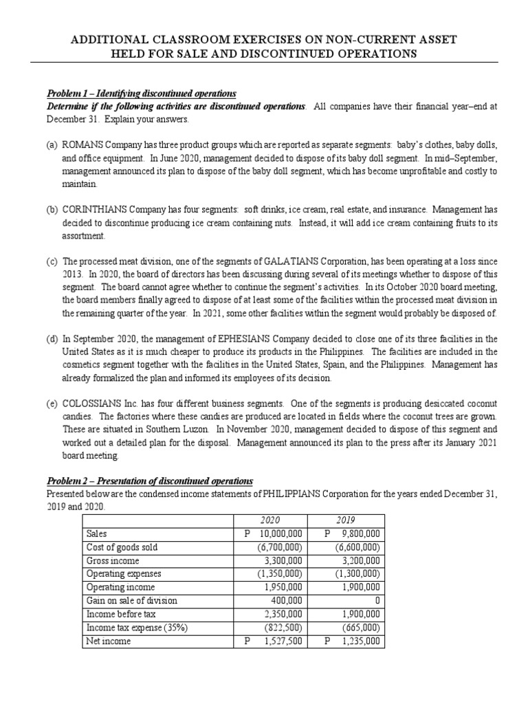 NCAHS & Discontinued Operations | PDF | Income | Taxes