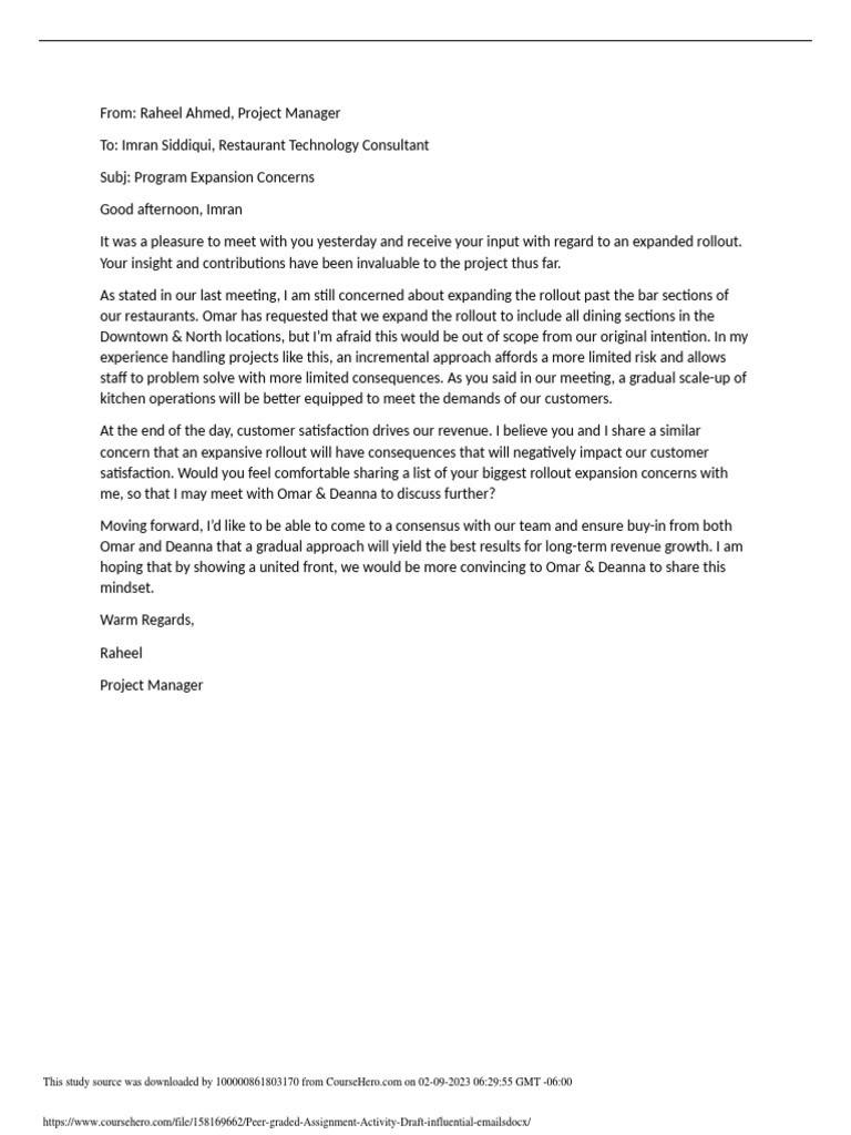 Peer Graded Assignment Activity Draft Influential Emails | PDF ... Peer Graded Assignment Activity Draft Influential Emails | PDF ...