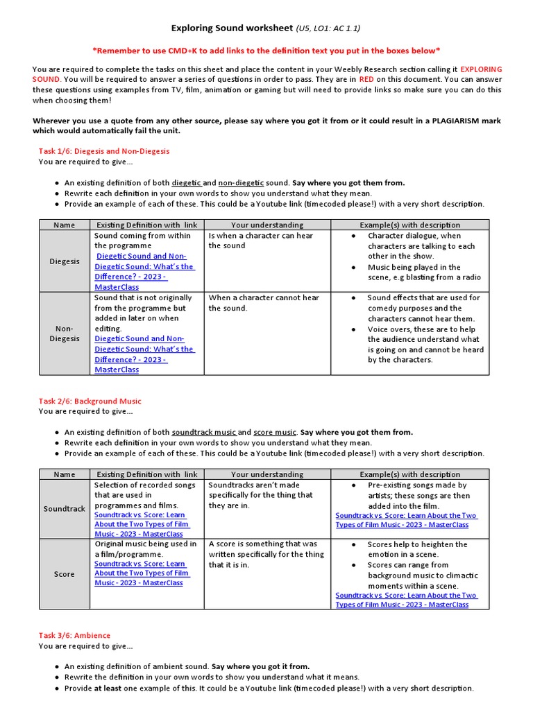 Exploring Sound Worksheet Done | PDF | Microphone | Sound