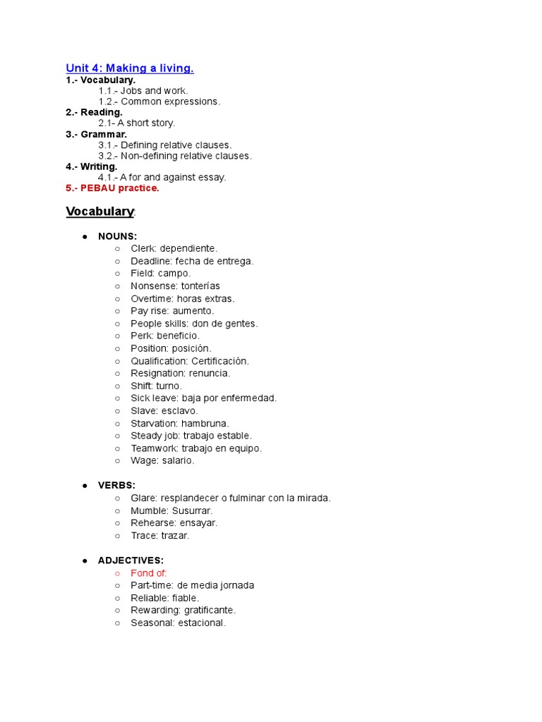 Unit 4 - Making A Living | PDF