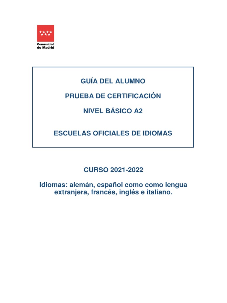 Guia Del Alumno Nivel A2 2021-2022-1 | PDF | Gramática | Léxico