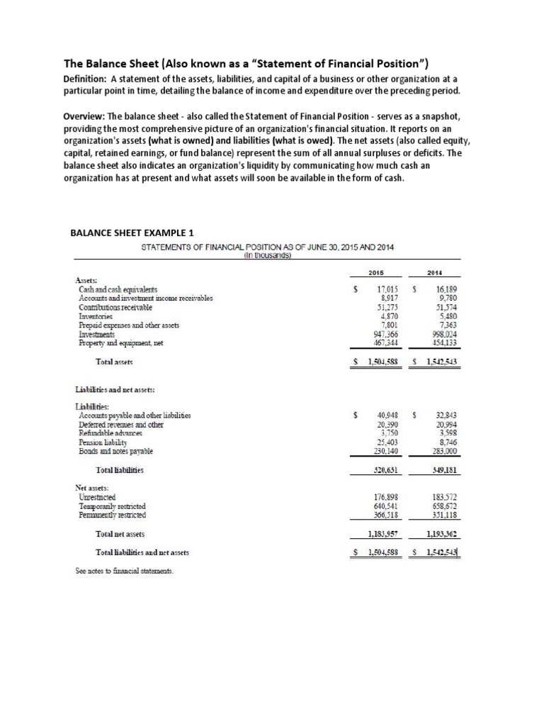 Statement of Financial Position 1 | PDF | Balance Sheet | Expense