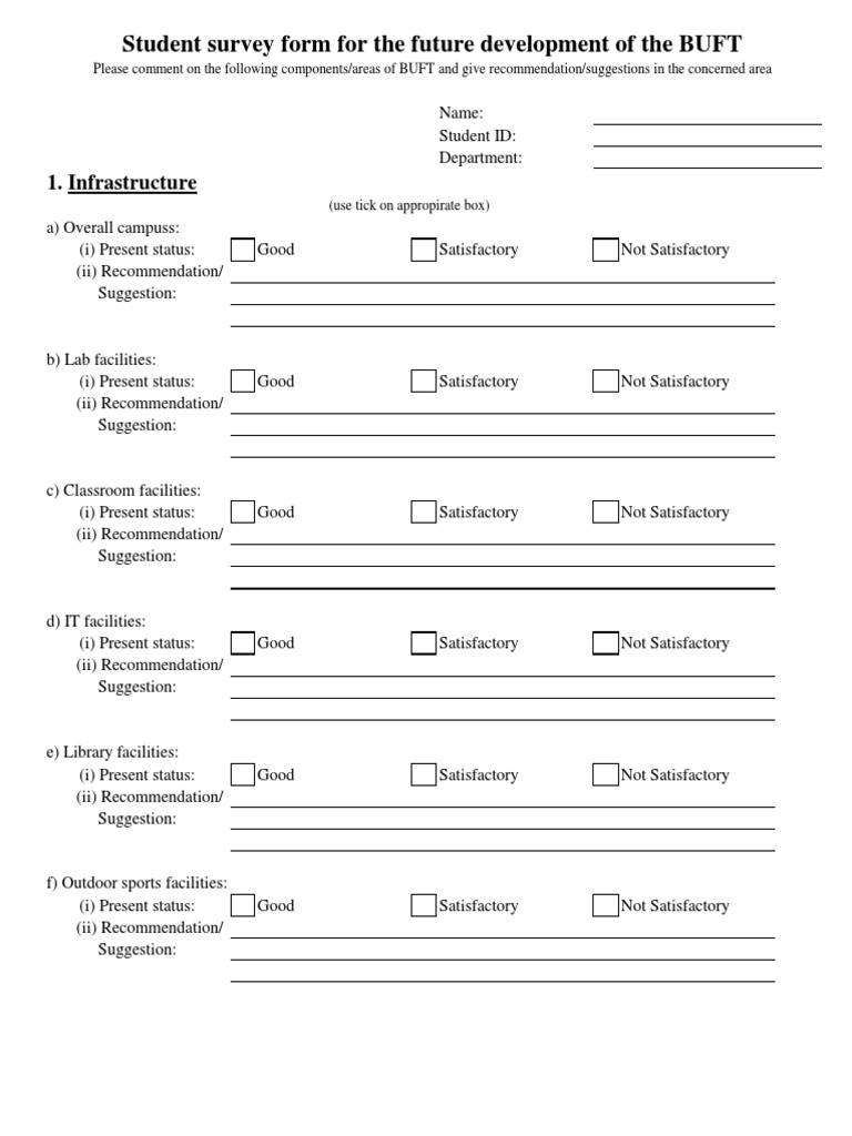 Student Survey Form | PDF | Teachers | Learning