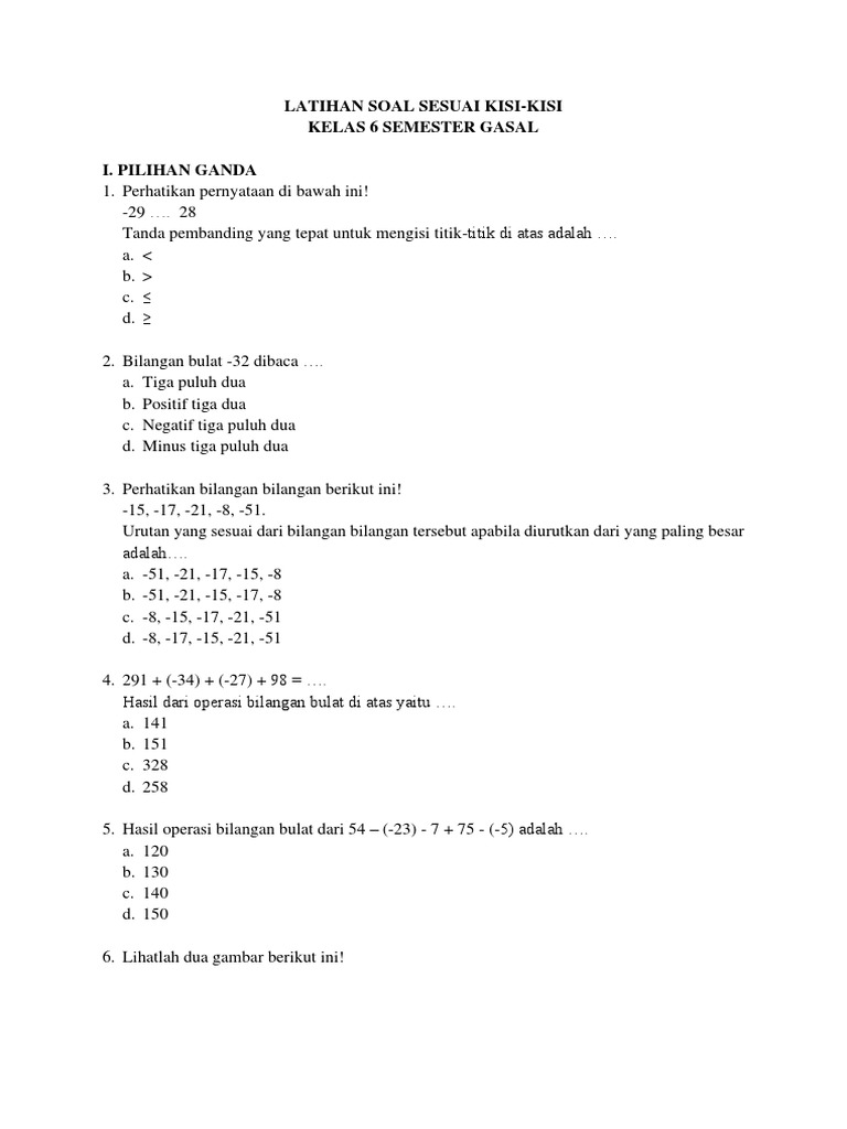 Latihan Soal Berdasarkan Kisi-Kisi | PDF
