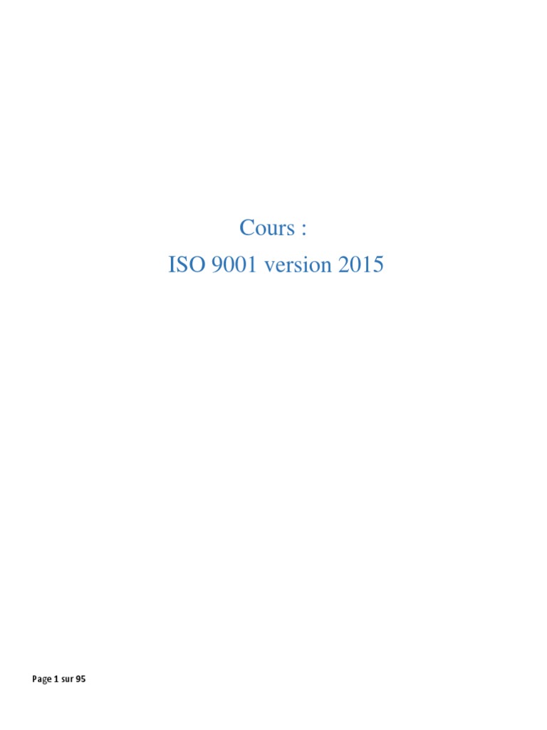 Cours Norme Iso 9001 2015 | PDF | Management de la qualité | Système de management de la qualité