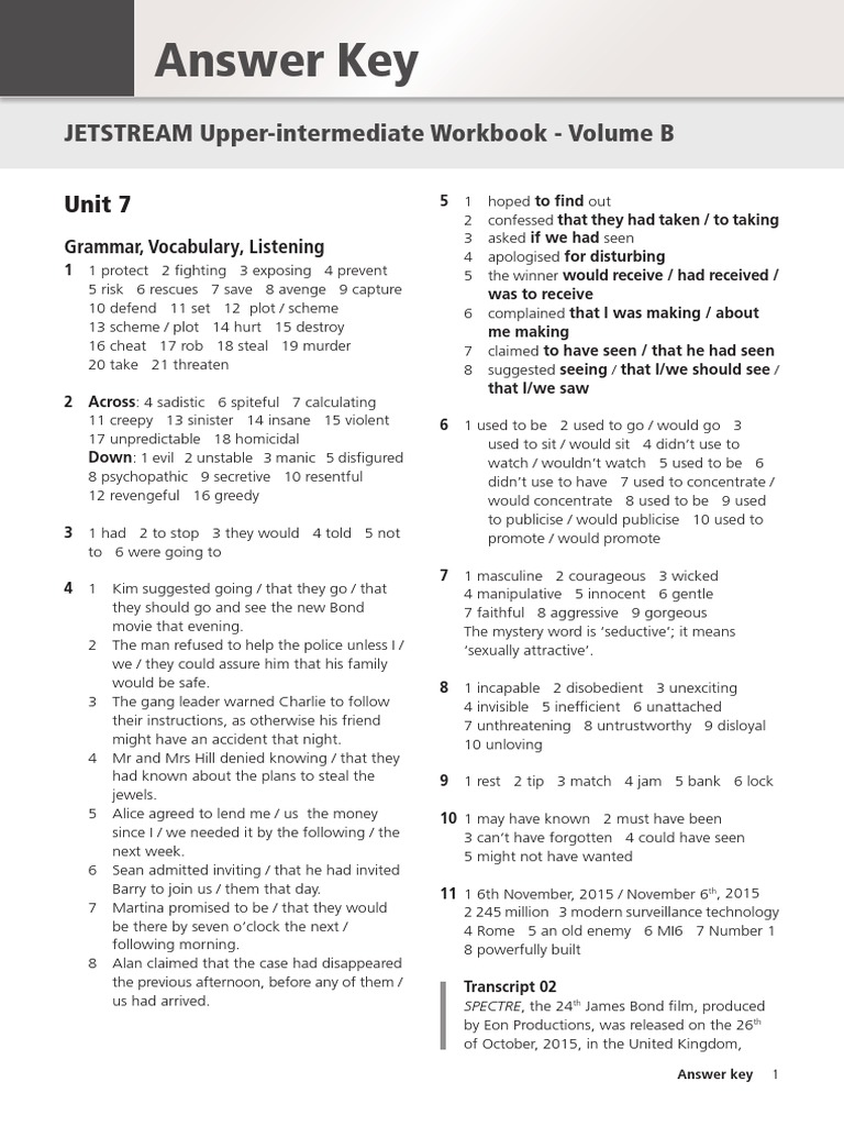 Jetstream Upper Interm WB Key Vol B | PDF