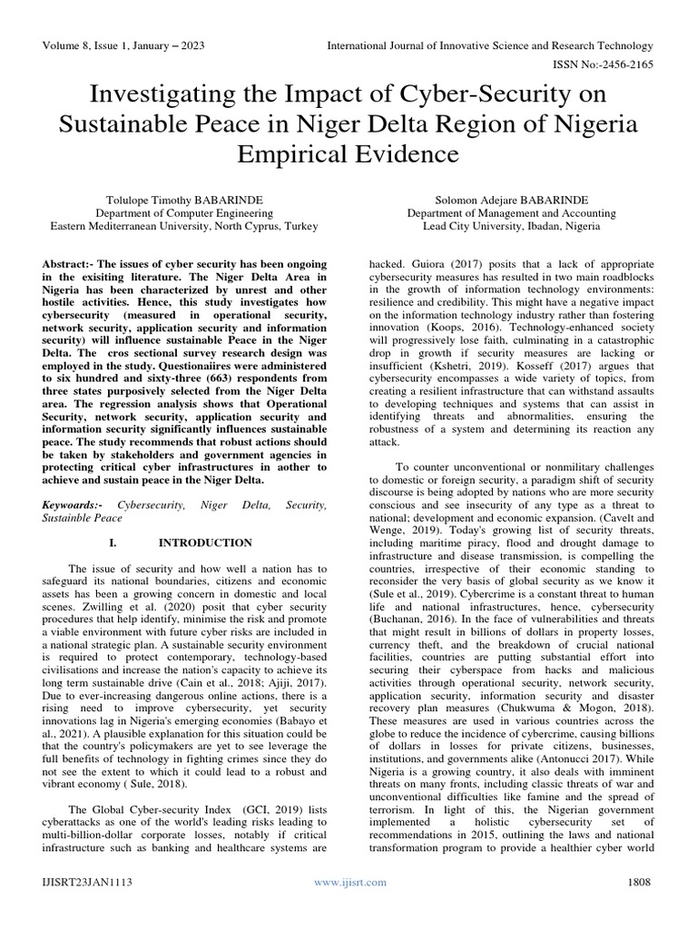 Investigating The Impact of Cyber-Security On Sustainable Peace in ...