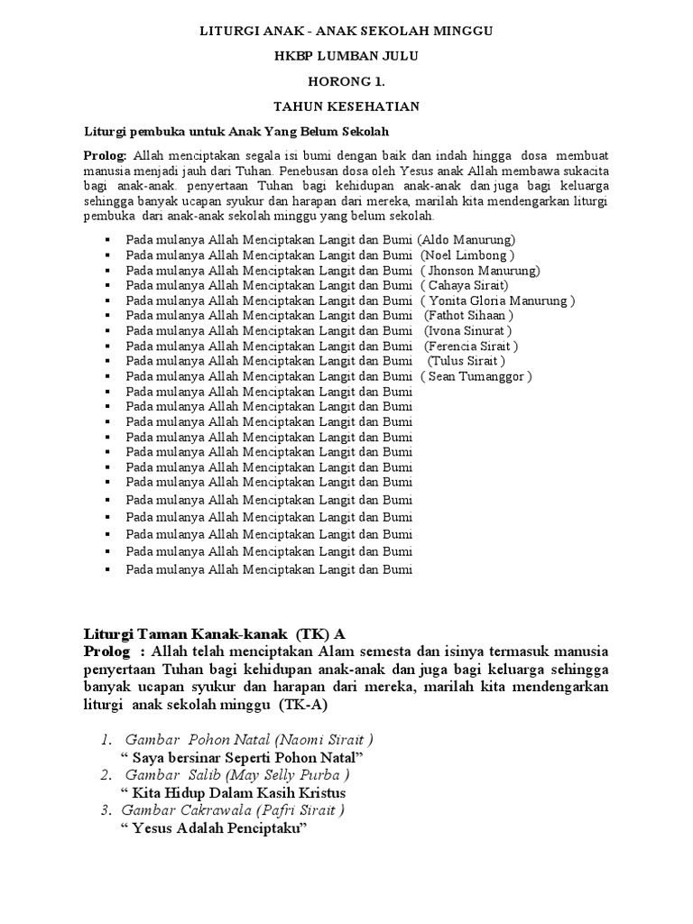 Liturgi Horong 1 2023 | PDF | Agama & Spiritualitas