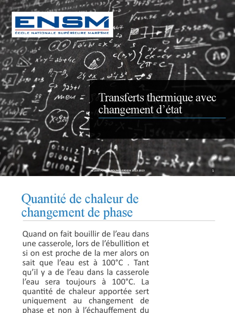 COURS 2 Transferts Thermiques Avec CHGT Dã©tat-Transmission de La ...