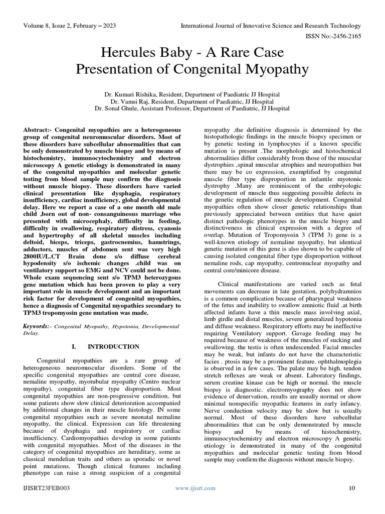 Hercules Baby - A Rare Case Presentation of Congenital Myopathy | PDF ...