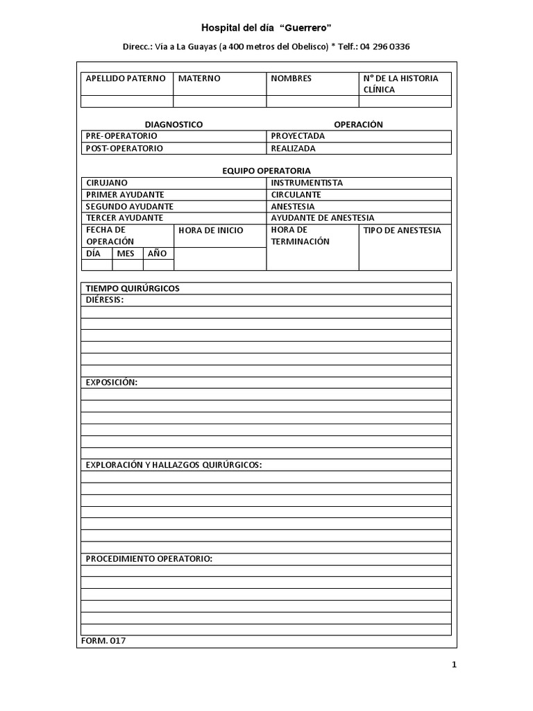 Formulario 017 HDG | PDF