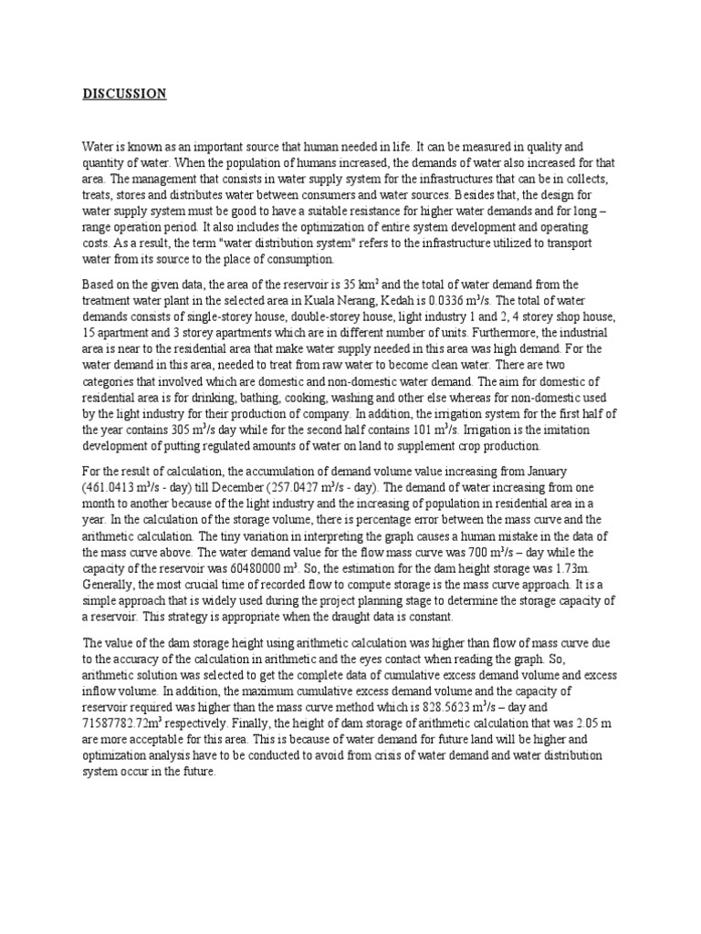 Discussion & Conclusion Water Assignment | PDF | Water | Drainage Basin