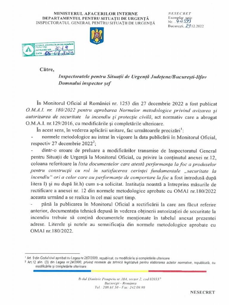 OIG 40399 Mod Aplicare Anexa12 Din OMAI 180-2022 - 230105 - 164351 | PDF