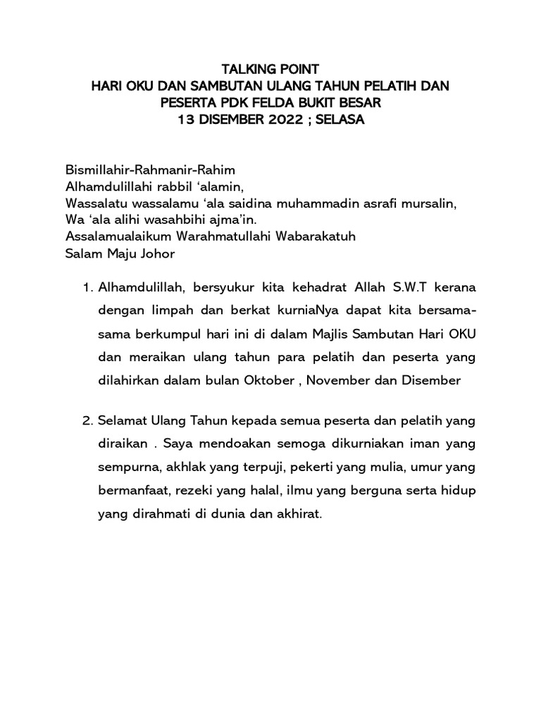 Hari Oku 2022 PDK Bukit Besar | PDF