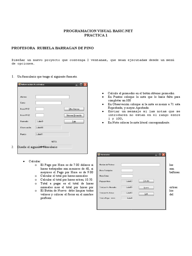 Practica 1 Vbnet | PDF