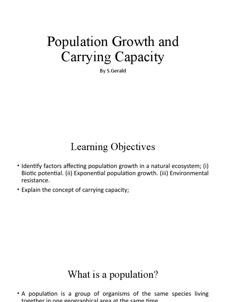Population Growth and Carrying Capacity | PDF
