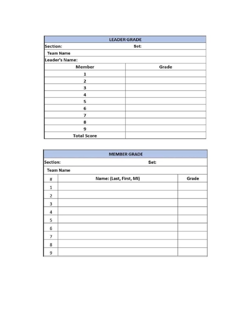 Grading Sheet | PDF