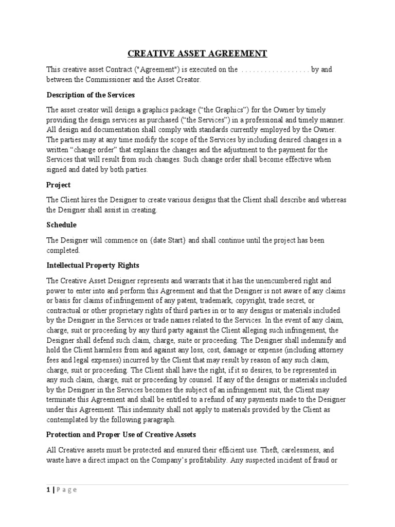 Creative Asset Agreement Template | PDF
