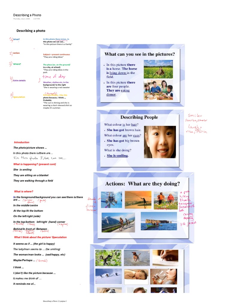 Describing A Photo | PDF