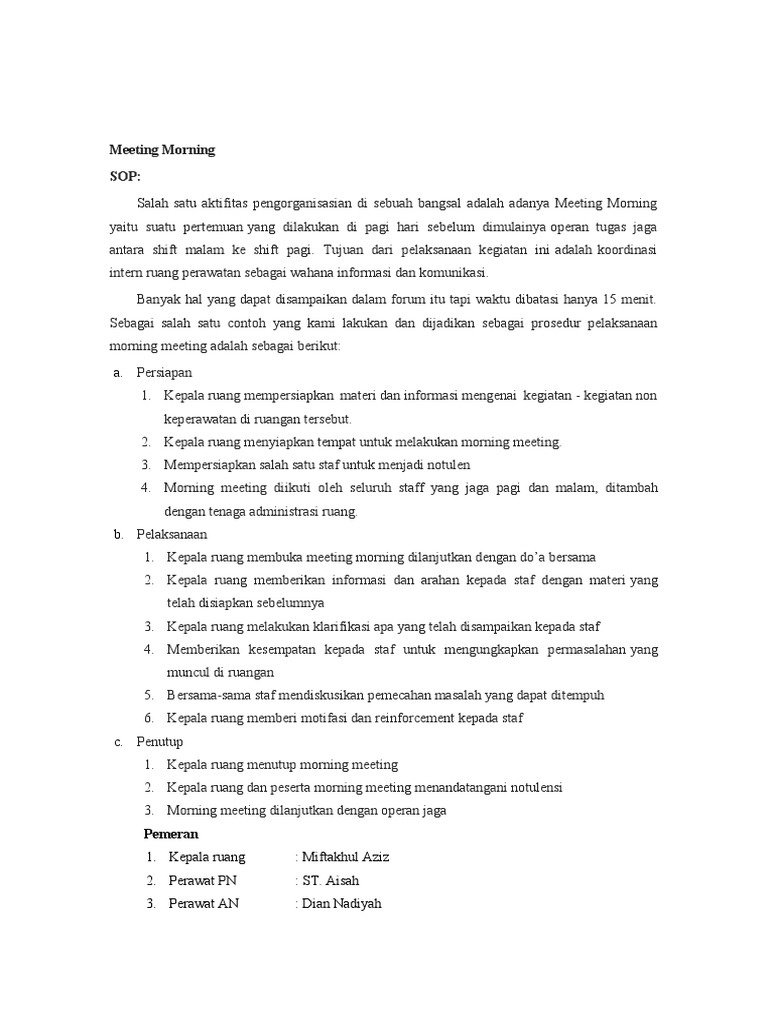 Sop Meeting Morning-1 | PDF