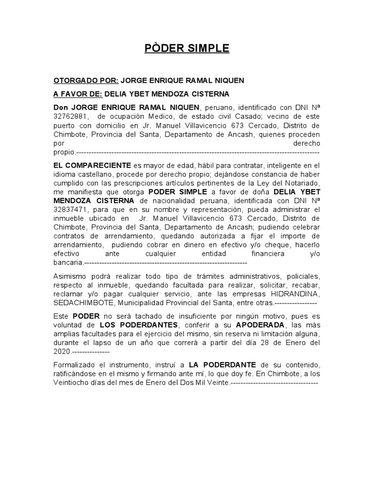 Pòder Simple DR Ramal | PDF