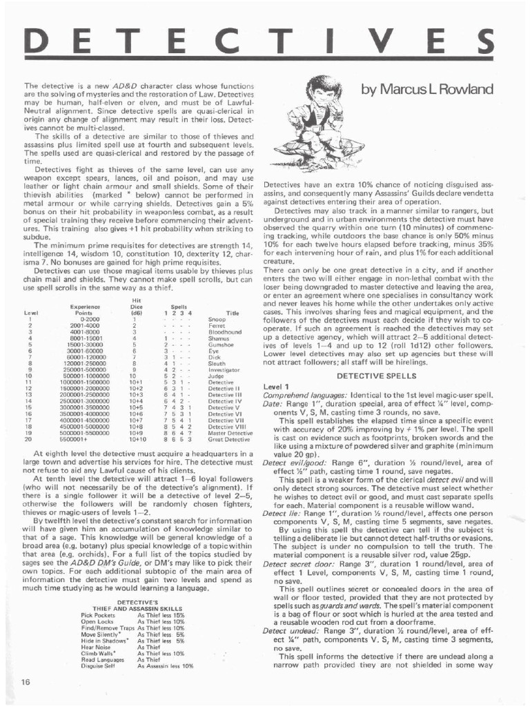 Classe - White Dwarf #24 - Detectives | PDF