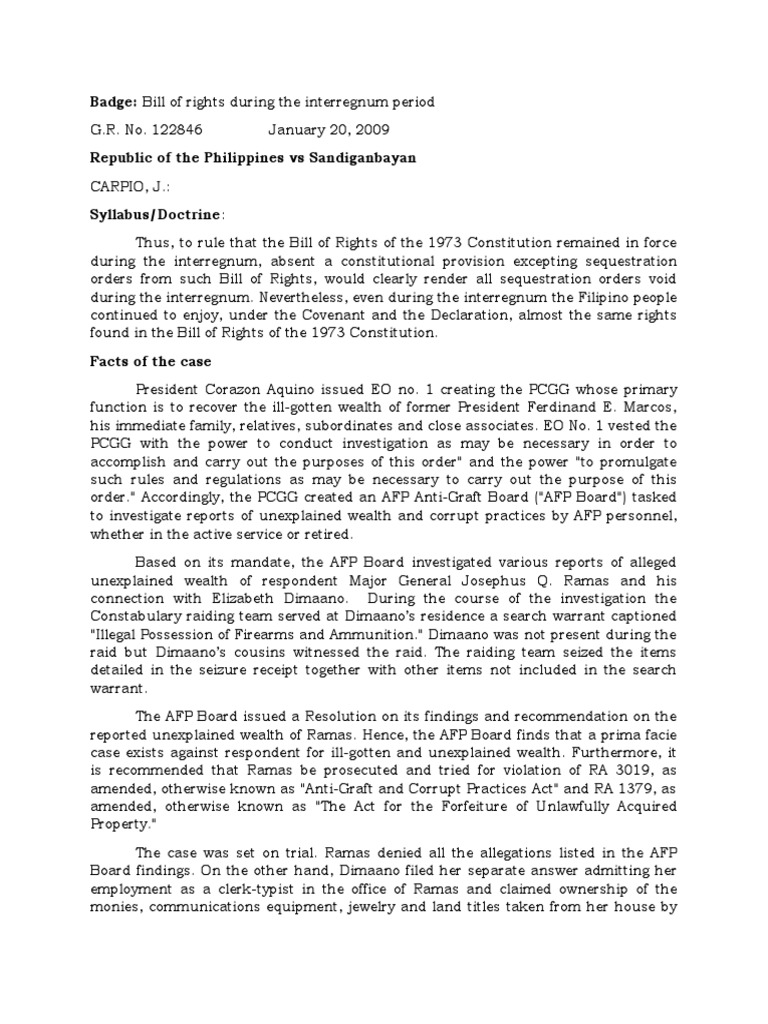 Republic of The Philippines vs. Sandiganbayan - CD | PDF ...