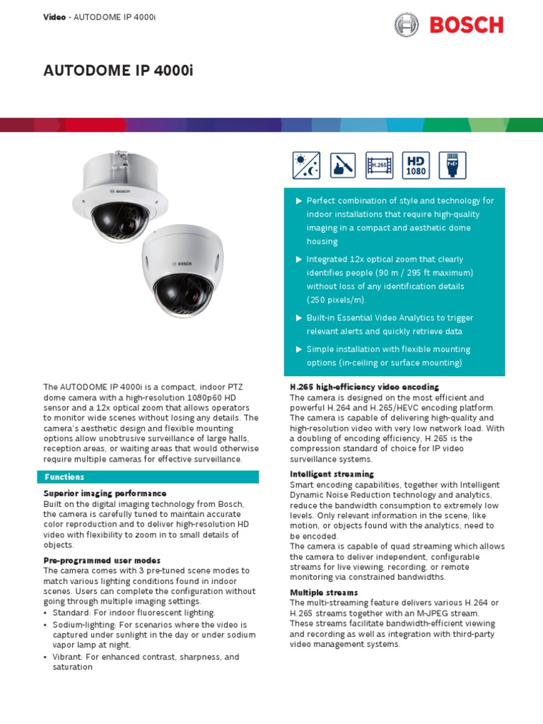 Autodome Ip 4000i Data Sheet Enus 30276508939 | PDF | Streaming Media ...