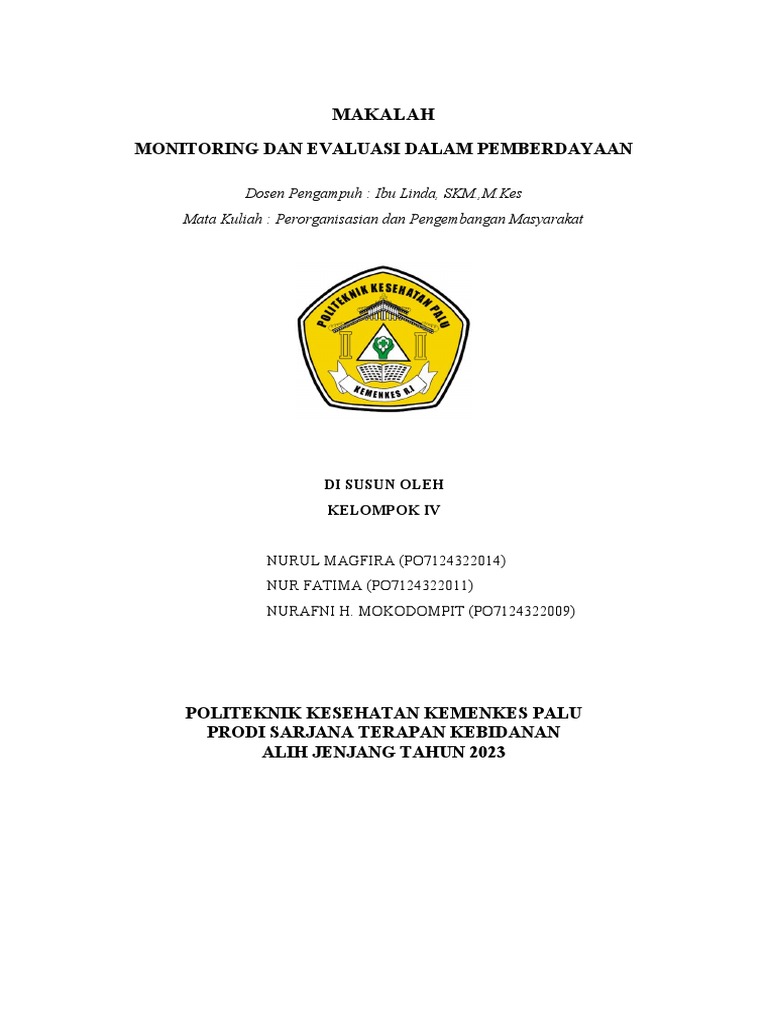Tugas Kelompok 4 (Monitoring&evaluasi) | PDF